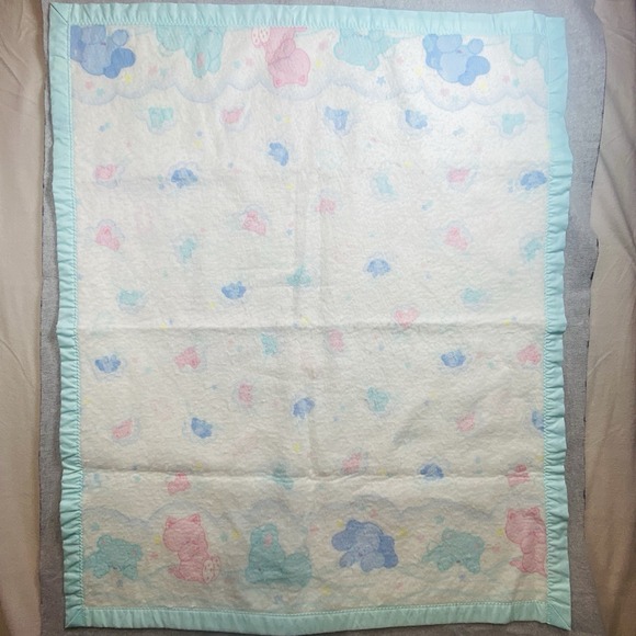 Cuddle Time | Bedding | Vintage Cuddle Time Baby Blanket Blue Satin ...